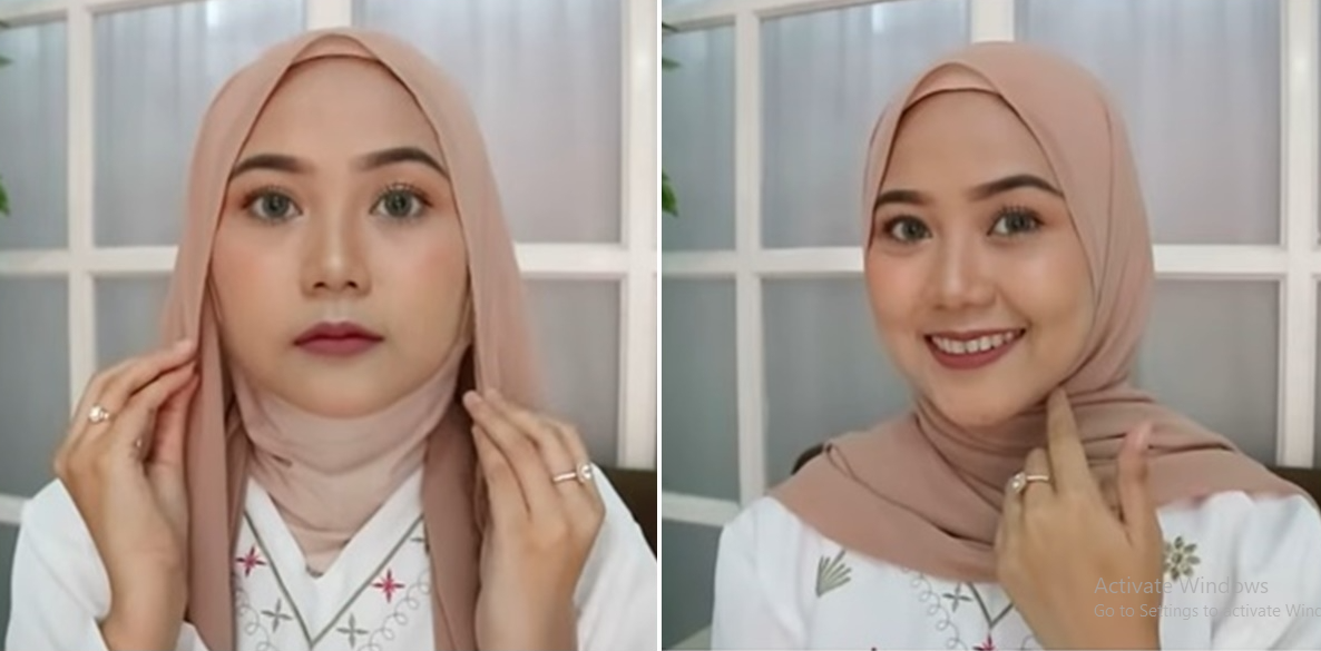 Tutorial Hijab Segi Empat untuk Wajah Bulat Agar Terlihat Tirus - opoto.org